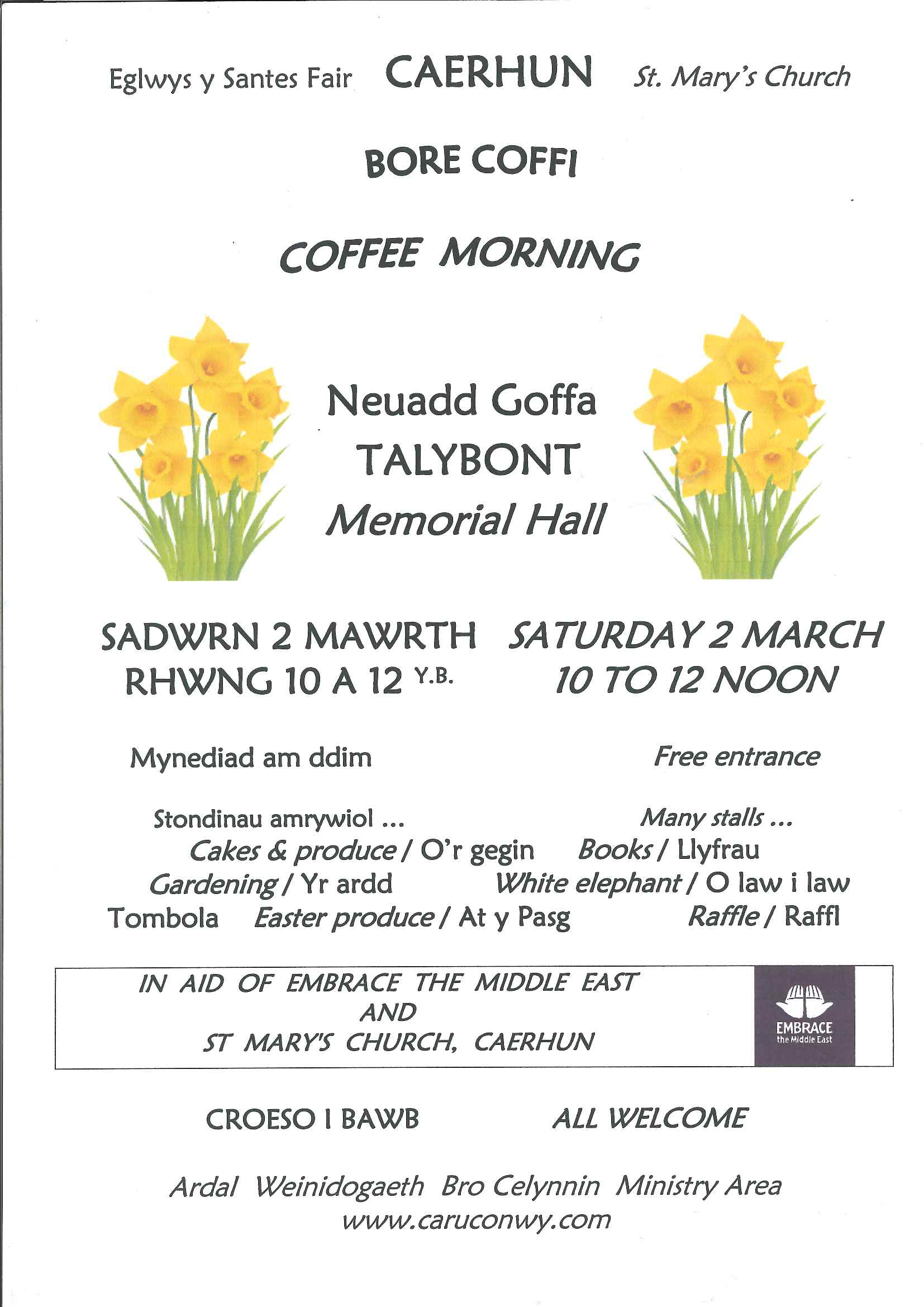 Coffee Morning this Saturday, Llanbedr and Tal-y-Bont Memorial Hall ...