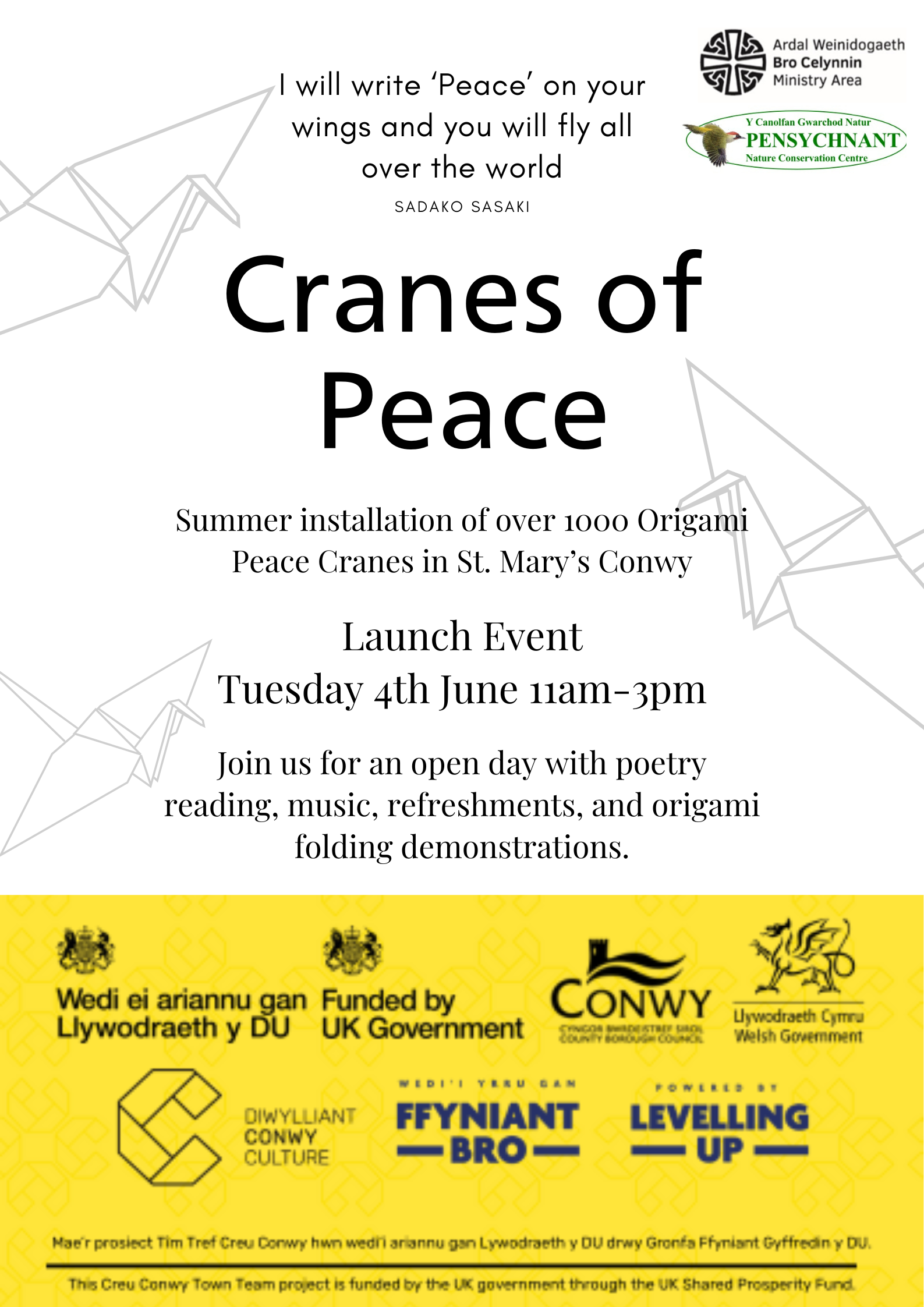 Cranes of Peace – Community Art Installation – caruconwy.com